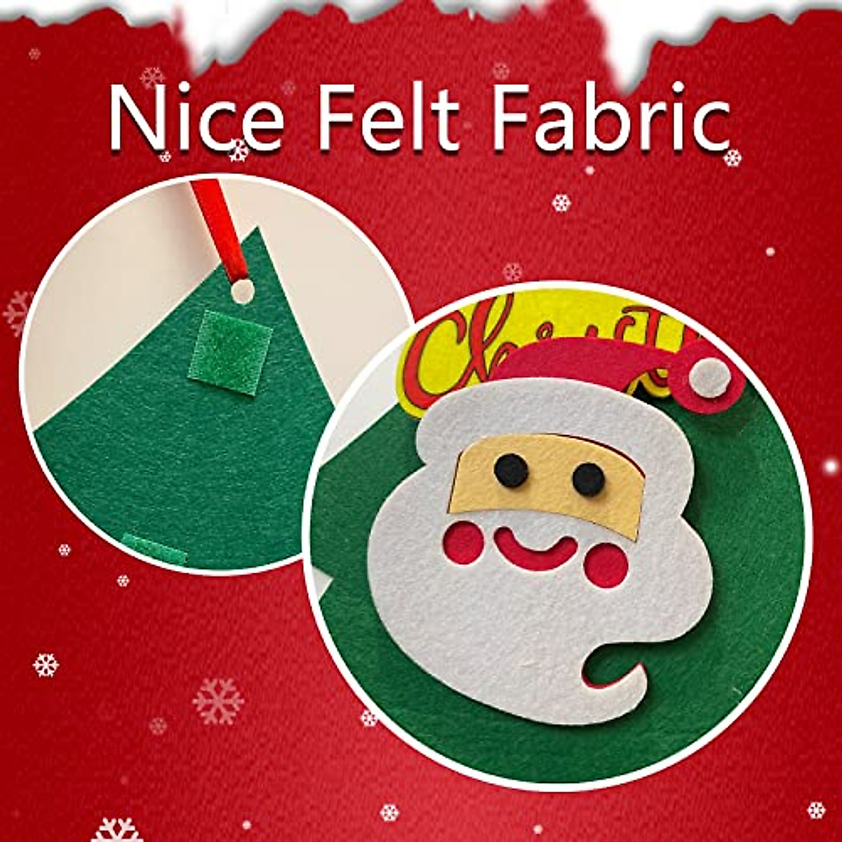 Felt Christmas Tree for Kids Wall -3D DIY Wall Christmas Tree Set with 34 Pieces of Christmas Ornament Decor, Wall Hanging Toddler Christmas Tree Decorations