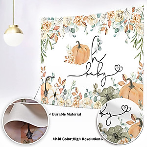 Mocsicka Pumpkin Baby Shower Backdrop Gender Neutral Oh Baby Background Autumn Fall Little Pumpkin Baby Shower Party Decoration (Orange, 7x5ft(82''x60''))