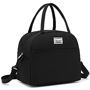 XQXA Lunch Bag Reusable Insulated Cooler Water Resistant Lunch Box Adult Tote Lunch Bag for Women /Men Work Picnic Beach or Travel-Black