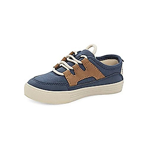 OshKosh B'Gosh Boy's Forketa Sneaker, Navy/Tan, 12 Little Kid