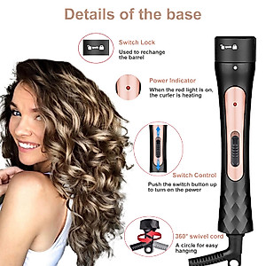Curling Iron Wand Set, Curling Wand 3 in 1 Hair Curling Wands Interchangeable Ceramic 0.35-1.25inch Barrel Hair Curler, with Heat Resistant Glove