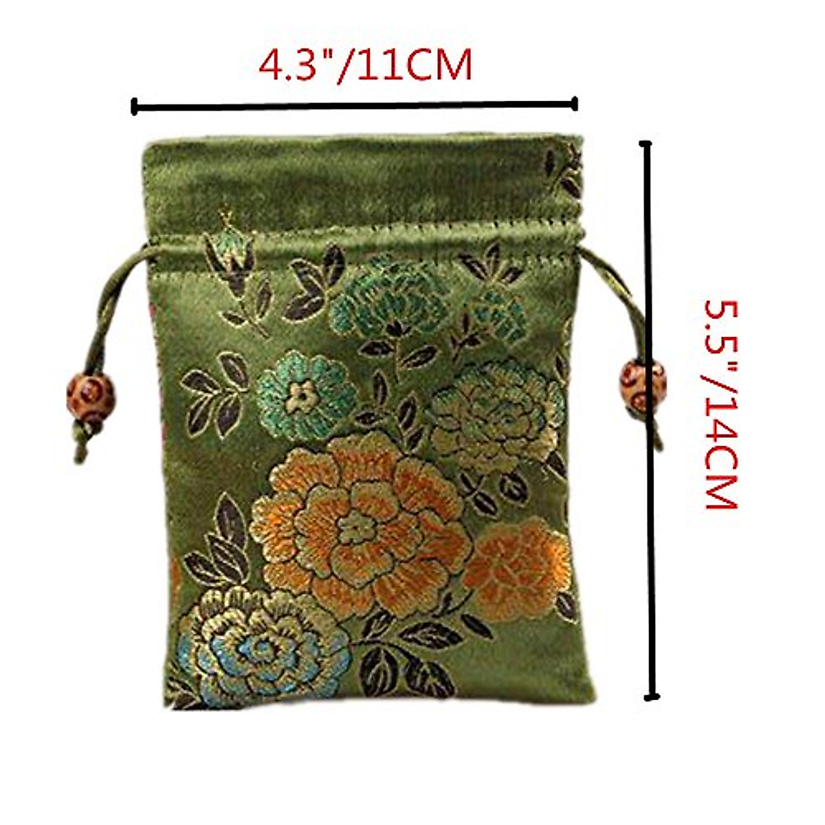 Lilith li 12Pcs/Set Silk Brocade Jewelry Pouch Double Layer Drawstring Coin Purse Gift Bag