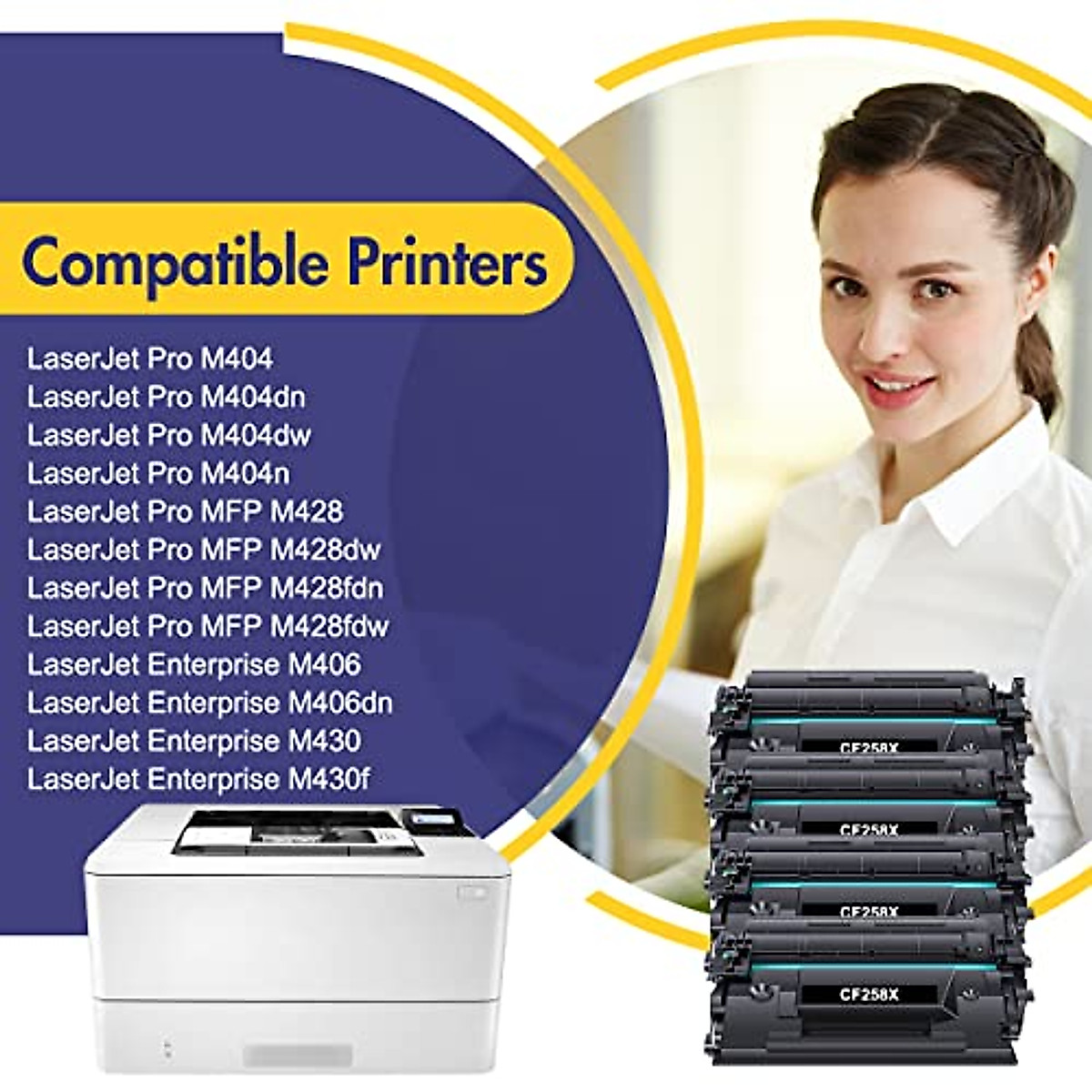 INFITONER 58X CF258X Toner Cartridge: 2 Pack (with Chip, High Yield) Replacement for HP CF258X 58X 58A CF258A MFP M428fdw M428fdn M428dw M404 M428 Pro M404n M404dn M404dw Printer (Black)