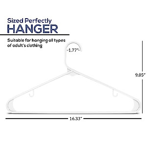 Utopia Home Plastic Clothes Hangers 50 Pack with Hooks - Durable & Space Saving Heavy Duty White Hangers for Coats, Skirts, Pants, Dress, Etc.