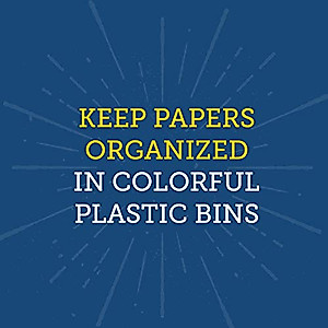 Really Good Stuff Plastic Desktop Paper Storage Baskets for Classroom or Home Use – 14”x10” Plastic Mesh Baskets Keep Papers Crease-Free and Secure – Green Neon Baskets With White Handles (Set of 12)