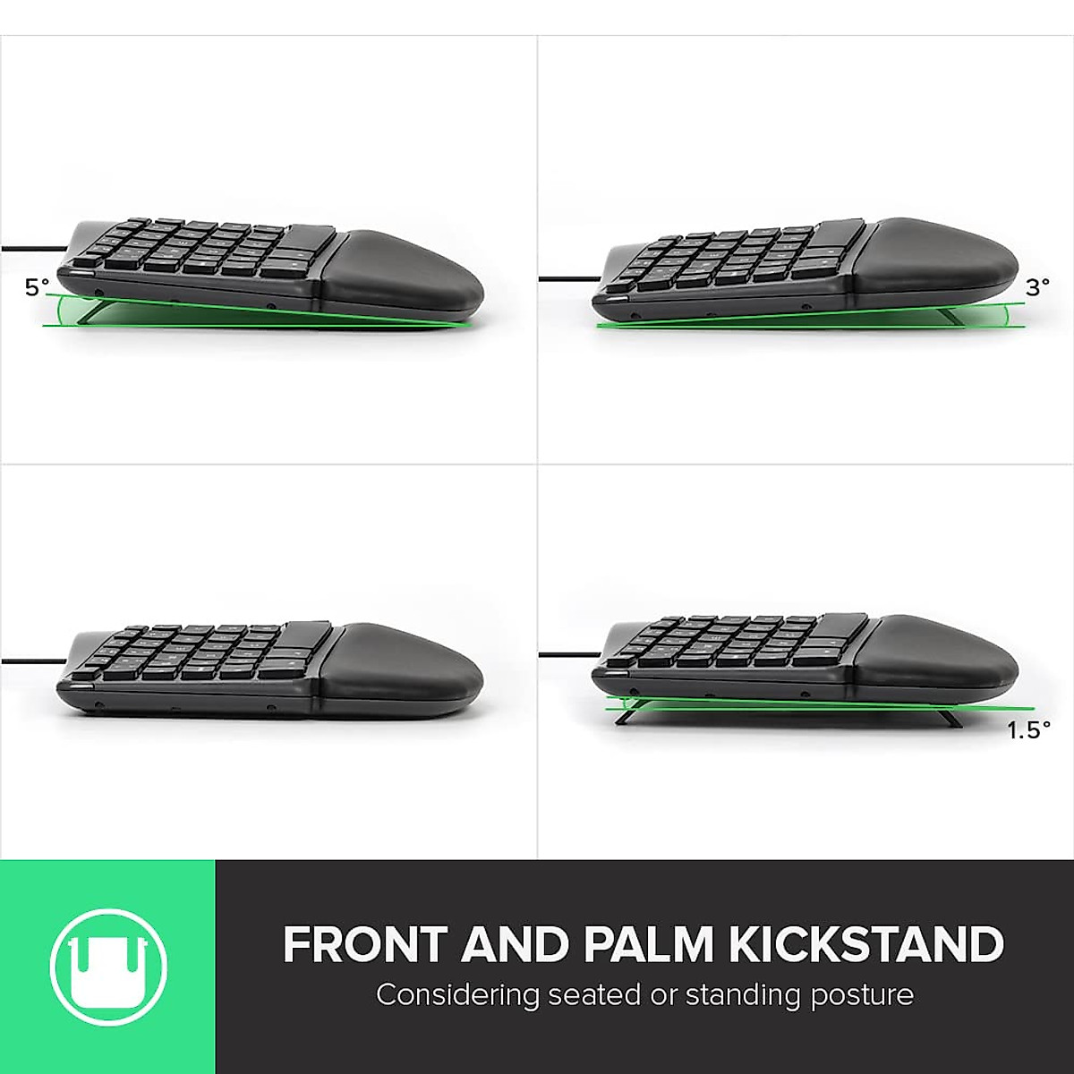 DeLUX Wired Ergonomic Split Keyboard with Wrist Rest, Ergo Keyboard with 2 USB Passthrough, Natural Typing Reducing Hand Pressure, 107 Keys, for Windows and Mac OS (GM901U-Black)