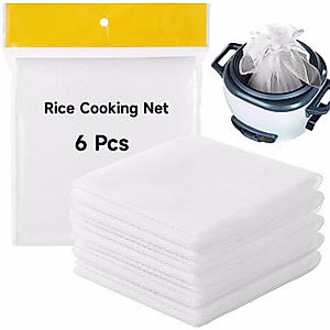 6 Pcs Rice Net, 43.3"×39.4" Sushi Rice Cooking Net, Non-Stick Fine Mesh Rice Cooker Napkins, Tetoron Rice Nets, Cooking Steam Cloths for Homes, Restaurants, Camping