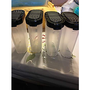 Spice Containers Large Kitchen Black Seasoning Bottle Shaker with Dual Option Lid 4 Piece Set