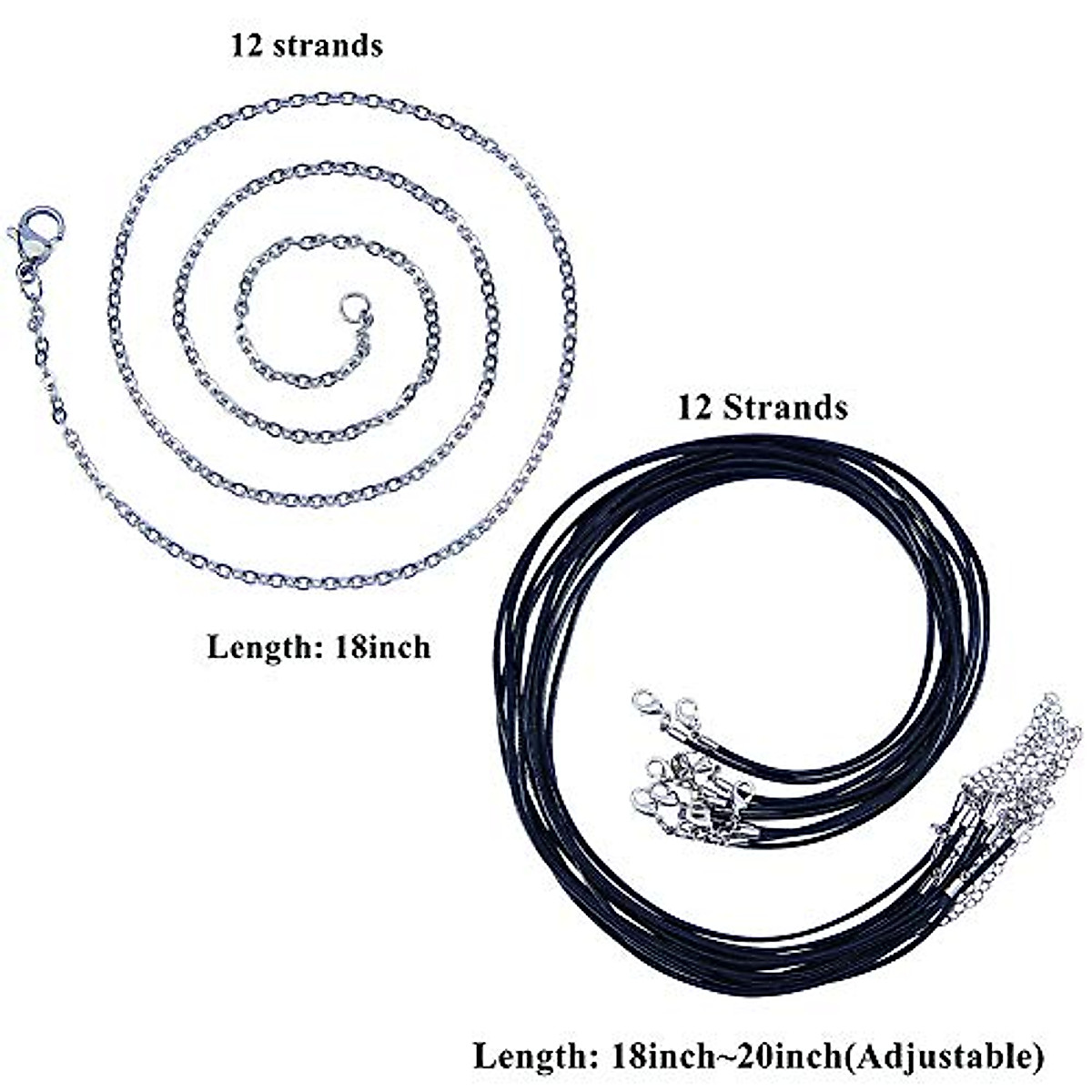 SUNNYCLUE 48pcs Crystal Stone Charms Kit Irregular Shape Gemstone Chakra Beads Charms 12pcs Imitation Leather Cord Necklace & 12pcs Cross Chains & Velvet Pouches for Necklace Jewelry Making