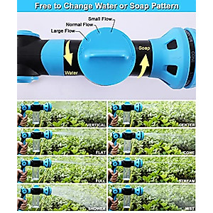 ESOW Garden Hose Nozzle, High Pressure Foam Sprayer Gun 8 Way Spray Pattern with 3.5oz/100cc Soap Dispenser Bottle, Snow Foam Gun for Car Wash, Watering Plants, Lawn, Patio, Showering Pet, Cleaning