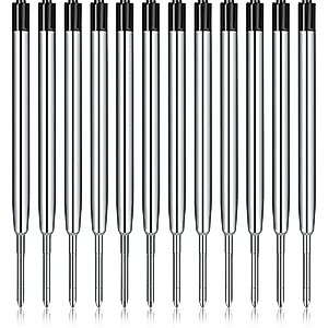 12 Pieces Pen Refills Black Ink 1.0mm Medium Point Metal Ballpoint Refill Smooth Writing Pen Refills Replacement Refills for Retractable Ballpoint Pen School Office Supplies (Black)