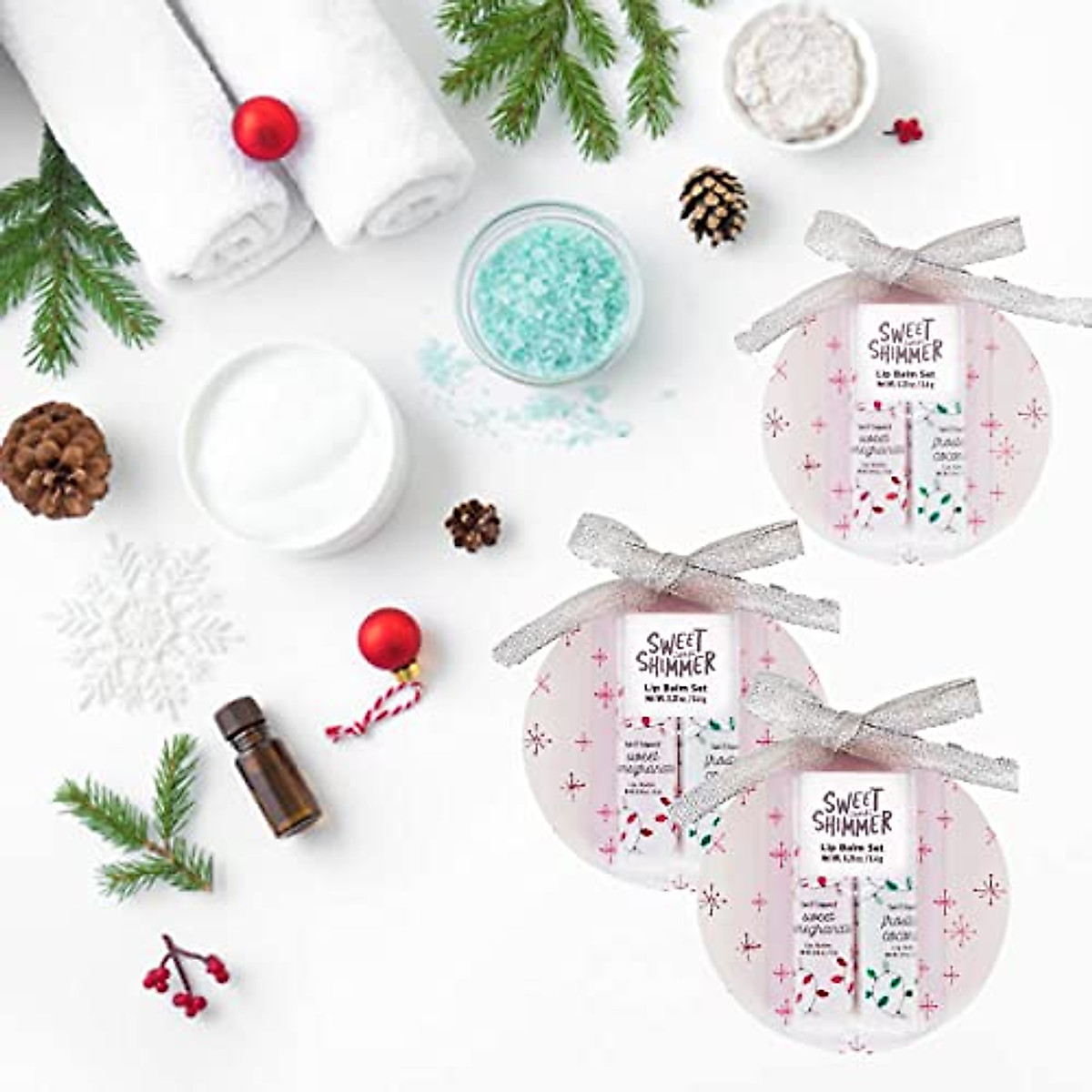 Women's Christmas Spa Gift Set 19 Piece Sweet and Shimmer Holiday Bath and Beauty Gift Set with Assorted Masks, Facial Scrubs, and Lip Balms In Holiday Gift Box, Great Stocking Stuffer, Ideal Gifts for Women