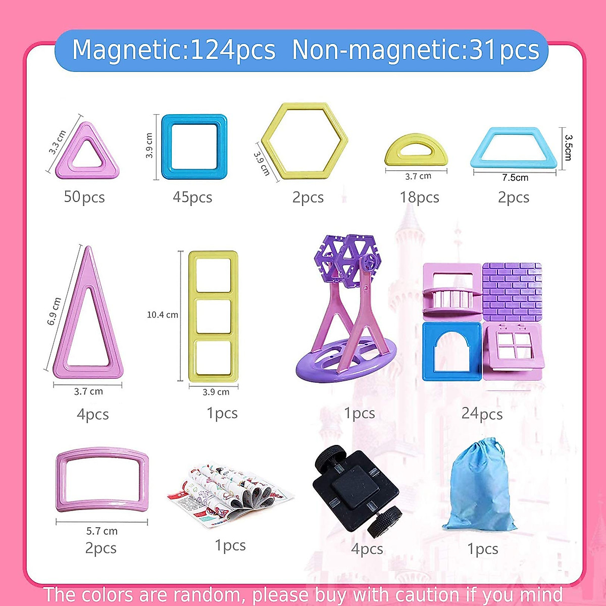 ASOK Magnetic Building Block 155pcs Educational Magnet Tiles Creative Learning and Development Macaron Color Toys Set for 3 4 5 6 7 8 Years Old Boys Girls Kids