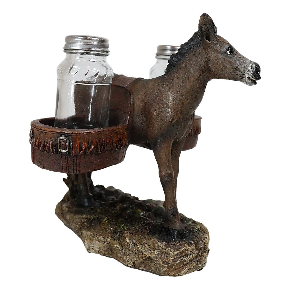 Ebros Gift Western Country Farm Mule Donkey Ass Carrying Saddlebags Figurine Salt Pepper Shakers Holder Decor Of Working Animals Horses Donkeys Agricultural Livestock Themed Accent
