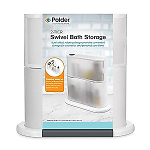 Polder 2-Tier Swivel Bath Storage with rotating caddy and dual-sided access for convenient storage