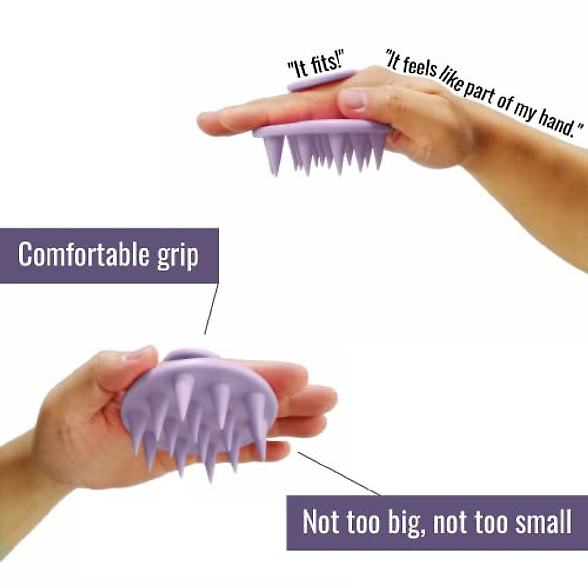 WAKISAKI (2-Pack) Hair Scalp Massager for Hair Growth, Mold-Free Silicone Scalp Massager Shampoo Brush, Scalp Scrubber Exfoliator for Dandruff Itchy Flaky Scalp, Works for Wet and Dry Hair, (Purple)