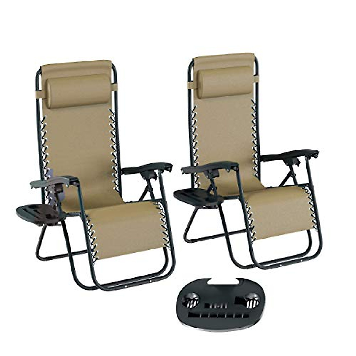 Lavish Home Zero Gravity Lounge Chairs, Beige