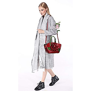 PIJUSH Designer Purses and Handbags for Women Floral Top Handle Satchel Handbag Ladies Crossbody Bags for Women (20103 Red)