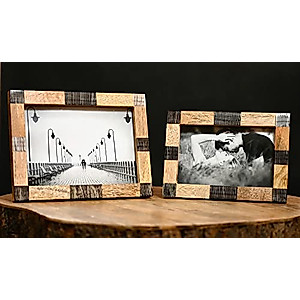 Cruiser’s Caché | Alternating Carved Natural Horn and Wood Photo Frame | 5x7