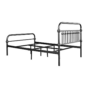 Epinki 81.6" L X 59.6" W X 44.4" H Metal Bed Frame Full Size Bed Frame - Black, Steel, Easy Assembly