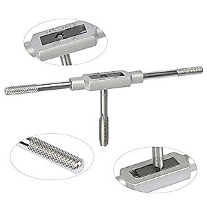 OFNMY 8PCS Tap Wrench Set, Metric Tap Set, Tap Machine Hand Screw Thread Taps Set Thread Metric Plug Tap Drill Bits Set M3 M4 M5 M6 M8 M10 M12 with Adjustable Tap Reamer Wrench Hardware Tool 1/16-1/2"