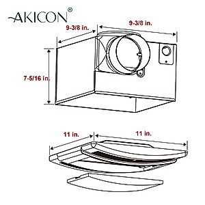 Akicon Bathroom Exhaust Fan with Light, Ultra Quiet 90 CFM 1.5 Sones Ventilation Exhaust Bathroom Fan Light Combo, Powerful Ventilation Fan for Bathroom and Home, 3 Years Warranty