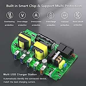 USB C Tower Charging Station, USB Charger Station 60W, 6 Ports USB Chargin Hub, 20W USB C Charger for iPhone 14/13/12/11 Pro Max Mini, X XS XR SE, iPad Pro/Air (UL Listed)