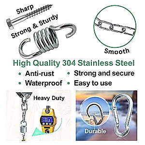 weiatas Hammock Chair Hanging Hardware Kit with Chain and Spring, Heavy Duty Porch Swing Hanger, 360 Swivel Ceiling Hooks for Punching Bag,Gym (Screw)