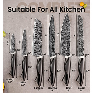 Knife Set, 15 Pieces Kitchen Knife Set with Built in Sharpener, High Carbon German Stainless Steel Knife Block Set, Dishwasher Safe