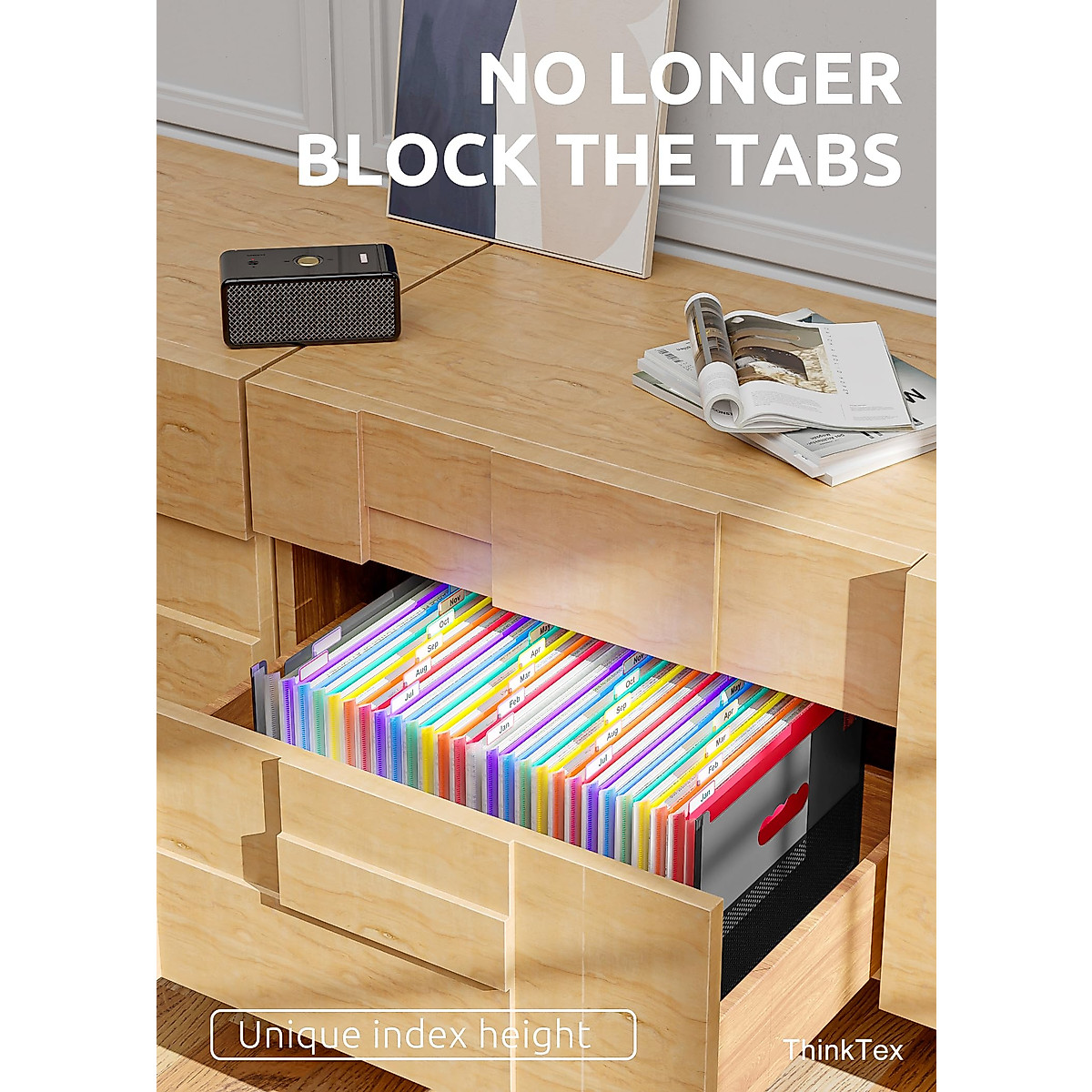 ThinkTex 26 Pockets Expanding File Folder, Upright & Open Top, A-Z Colorful Tabs, Larger Capacity Accordian Folder, Teacher Supplies