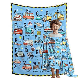 ABC Truck Alphabet Transportation Blanket Toddler Blanket Throw Super Soft and Cozy Blankets for Home Decoration, Couch, Bed, Sofa 50 in x 40 in Small for Kids for All Seasons