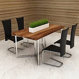 CUSON Dining Chairs 4 pcs | Faux Leather Kitchen Chair Set of 4 | 4 Piece Modern Dining Room Chair for Kitchen, Restaurant | Black Artificial Leather with Iron Frame | 16.9" x 21.7" x 40.5"