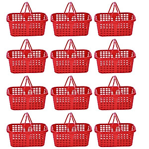 Cabilock 20pcs Small Fruit Basket Strawberry Cherry Basket Plastic Handle Basket Container Red Mini Shopping Basket Kids Adult Fruit Picking Basket 23. 5x17x11cm Random Patterns