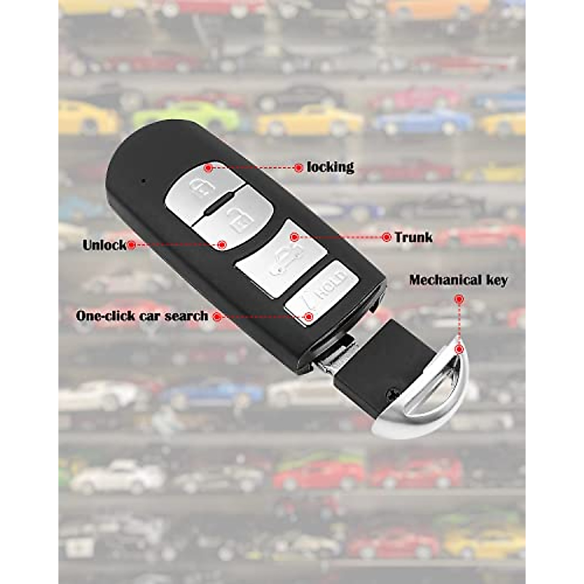 Smart Remote Key Fob for Mazda 3 6 Miata MX-5 2014-2019 FCC ID WAZSKE13D01, Replace BBY2-67-5RY BBY2675RY