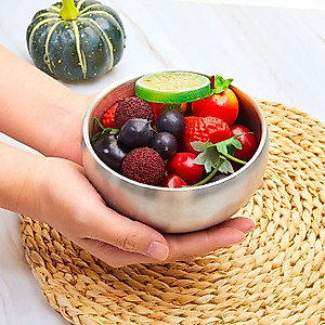 Tessco 10 Pcs 12 oz Stainless Steel (304) Bowls Matte Double Walled Bowl Kids Toddler Ice Cream Bowls for Serving Food Snacks Feeding Hot Soup, Dishwasher Safe