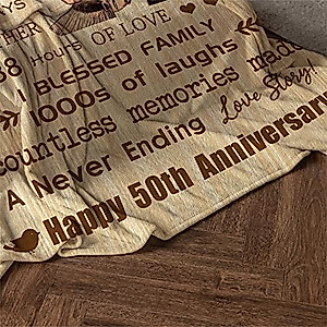 50th Anniversary Blanket Gifts - Gift for 50th Wedding Anniversary - Golden 50 Years of Marriage Gifts for Dad, Mom, Grandpa, Grandma, Grandparents - 50th for Husband Wife 60"X 50"