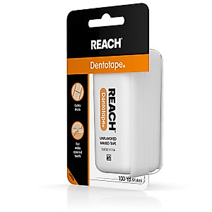 REACH Dentotape Waxed Tape, Unflavored 100 Yards (Pack of 10)