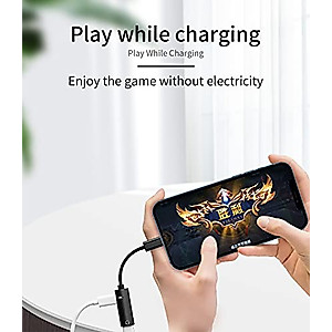 Headphone Adapter for Lightning Double to Audio Jack and Charger Earphone Charging Splitter for iPhone 11 12 Mini pro max xs xr x se 7 8 Plus for ipad air Connector Converter for Apple MFI Certified