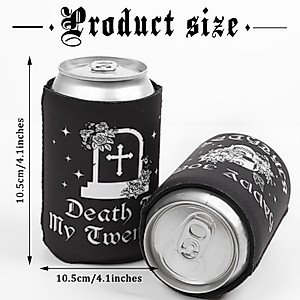 16PCS Gothic 30th Birthday Party Can Sleeves Death to My 20s Can Cooler Party Supplies RIP Cheer Youth Bachelorette Beverage Sleeves Favor for Birthday Bachelorette Party Halloween Party Decorations