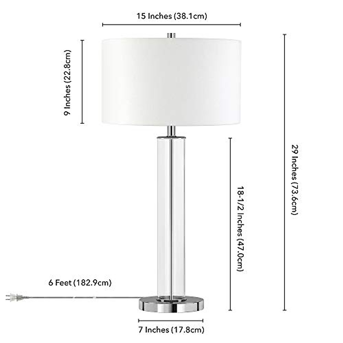 Harlow 29" Tall Table Lamp with Fabric Shade in Clear Glass/Polished Nickel/White