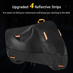 300D Heavy Duty Small Motorcycle Cover, Seceles All Season Durable Waterproof Outdoor Protection Scooter Cover with Lock-Holes Storage Bag Fits up to 73 inch Bike (M: 75" x 33" x 39")