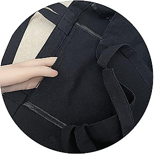 Firecolor Chic 15" X 14.5" X 8" Large Sturdy Canvas Tote Bag - Large Grocery Shopping Beach Reusable Totes Bags With Double Handle (Black)