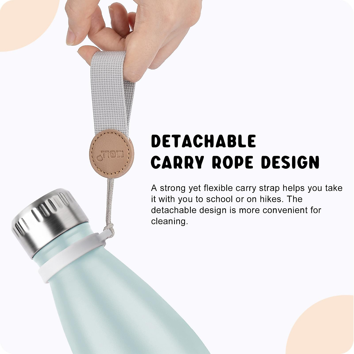 Mollcity 9 oz Water Bottle for Kids-Small Stainless Steel Water Bottle for School Vacuum Insulated Metal Leak Proof Cola Shape Water Bottle for Boys Girls(Baby Blue)