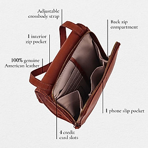 American Leather Co. - Kansas Crossbody Handbag - Gorgeous Design and Superbly Fashionable - Brandy Smooth