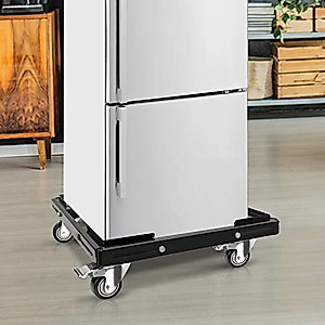 SPACECARE Mobile Roller with 2 Locking Wheels - Adjustable Furniture Dolly with Steady Steel Frame Washing Machine Stand Black Refrigerator Base Moving Cart