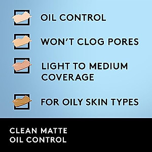 COVERGIRL, Clean Matte Liquid Foundation, Ivory 505, 1 oz, 1 Count (packaging may vary)