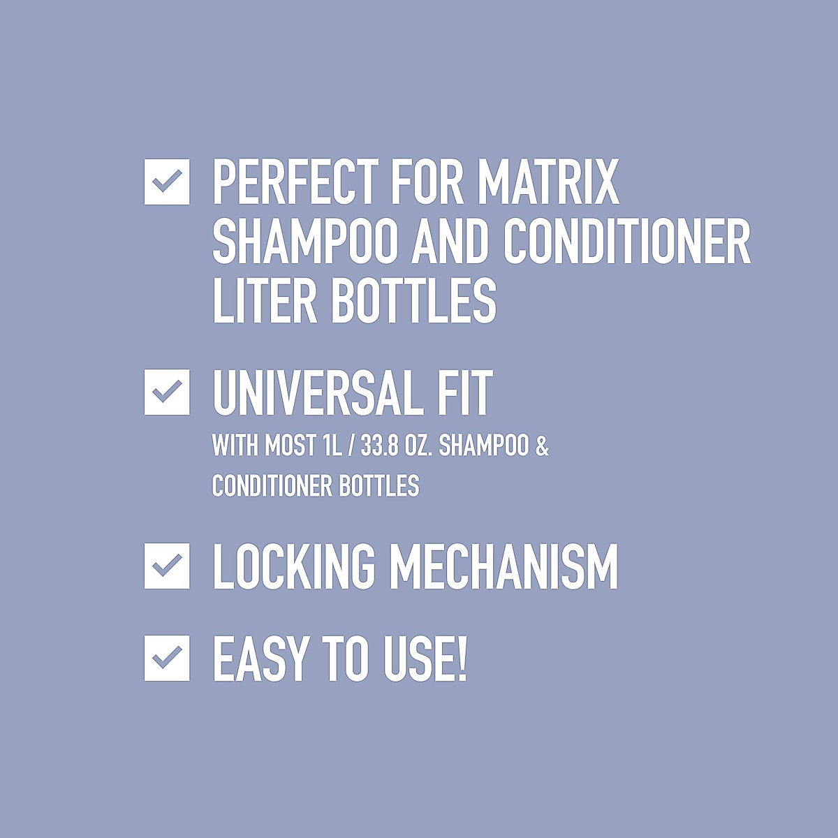 Matrix Universal Dispensing Pump | Shampoo and Conditioner Bottle Pump | Fits 1L Bottles (33.8oz) | Black