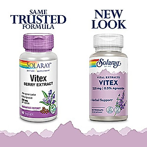 SOLARAY Vitex Chaste Berry Extract 225mg | Traditional Womens Health Support Supplement | Contains .5% Agnuside | Non-GMO | Vegan | 60 VegCaps