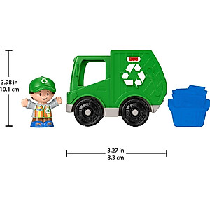Fisher-Price Little People Recycle Truck, push-along vehicle with figure and play accessory for toddlers and preschool kids ages 1-5 years