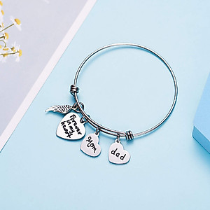 LParkin Sympathy Gift For Loss of Mother Father Bracelets Forever in My Heart Bereavement Gifts Angels Wind In Memory of Loved Mom Dad Bangle Bracelet For Daughter Memorial Presents